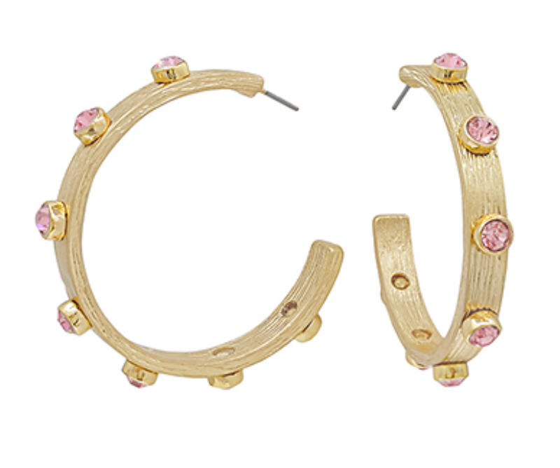 45mm Crystal Station Textured Hoops - Blush/WG – Pink of the Pines